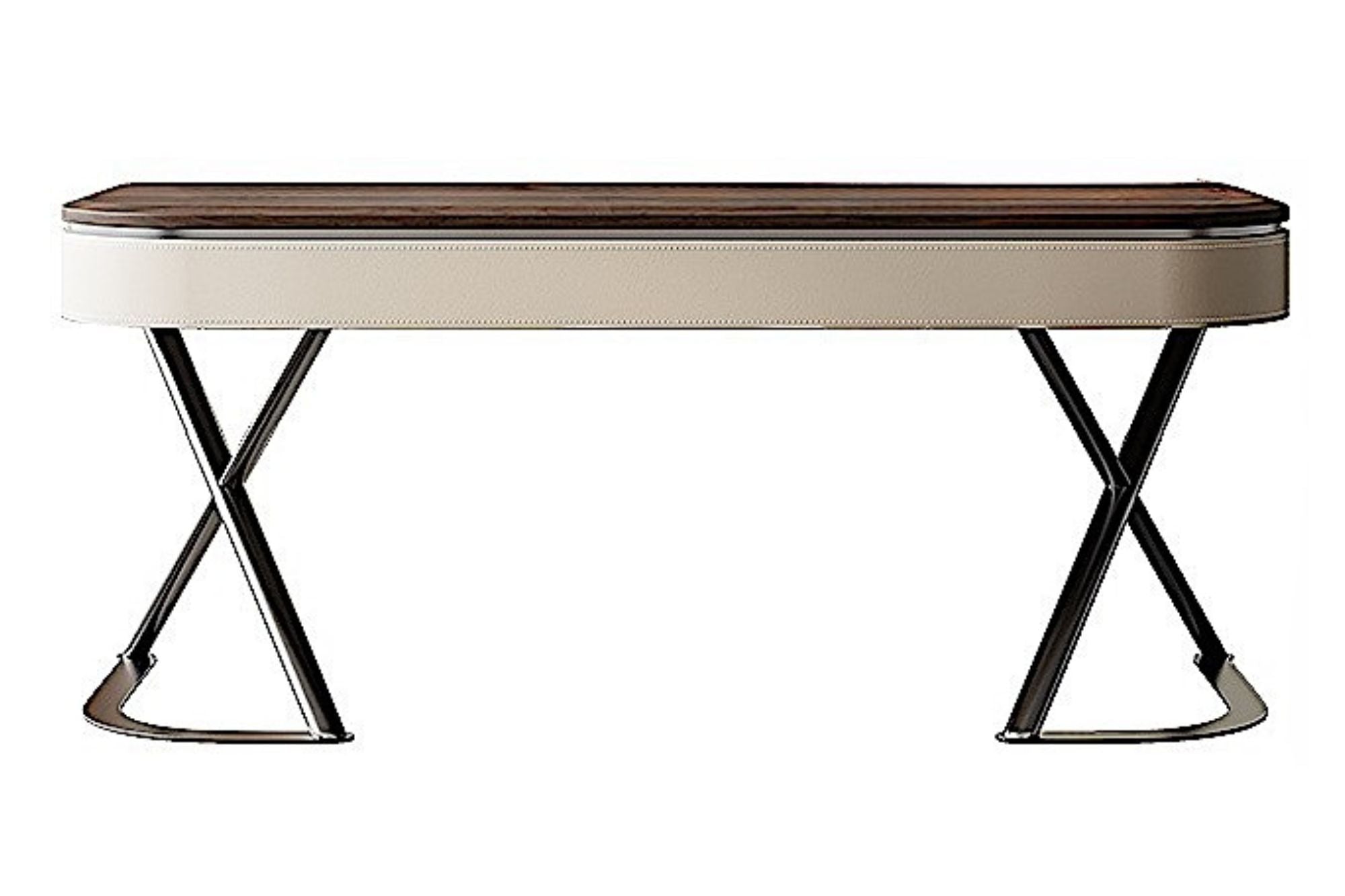 Ellie Walnut Microfiber saddle leather desk