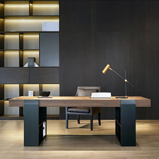 Black Home Office Desk with Drawers - Otis Executive Desk JW Furniture